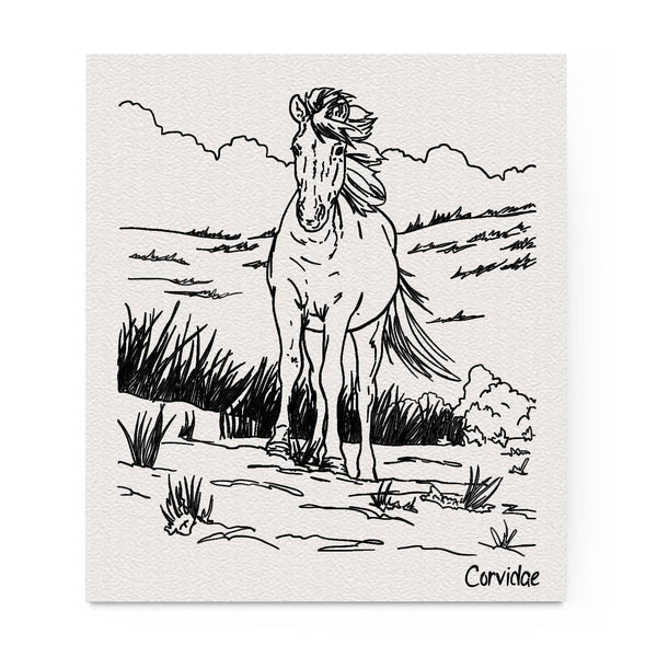 Corvidae drawings & designs - Horse Swedish Dishcloth – Woodfire Candle Co